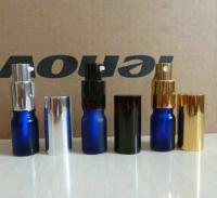 China 5ml Blue Frosted Glass Spray Bottle Essential Oil Lotion Glass Bottle for sale