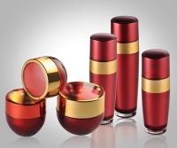 China 15ml 30ml 50ml Red Heart Design Round Acrylic Lotion Bottles PMMA for sale
