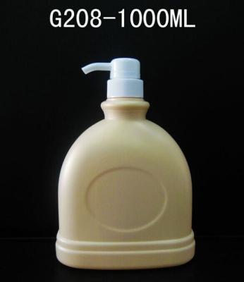 China 1000ml PE Plastic Shampoo Bottle Flat Shape for Shower Gel Custom Color for sale