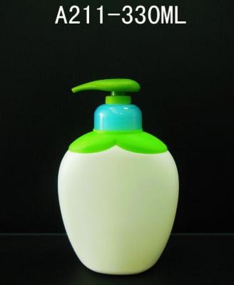 China 330ml Leaves Shape PE Shampoo Bottle Plastic Container for Children Shower Gel Custom Color for sale