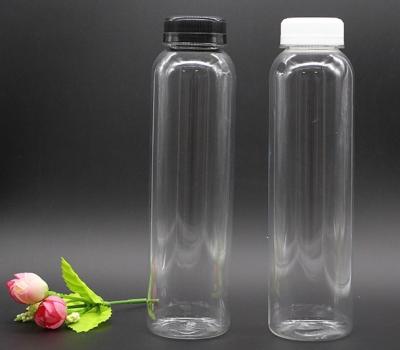 China Clear Round 400ml PET empty water juice beverage bottles with screw cap for sale