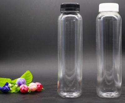 China 350ml Transparent PET Plastic Juice Bottle Food Grade 38mm Neck 195mm Height for sale