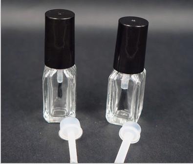 China 4ml Square Glass Bottle for Nail Polish with black cap and brush for sale