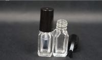China 4ml Square Glass Nail Polish Bottle with Black Cap and Brush Transparent for sale