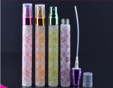 China 10ml Frosted Glass Perfume Bottle with Butterfly Design Portable Travel Spray 14mm Diameter for sale