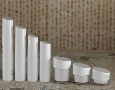 China White Acrylic Cream Jar 20g 30g 50g and PET Lotion Bottle 30ml 50ml 80ml Set for sale