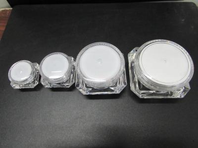 China Diamond Crystal Acrylic Cream Jars 5g 10g 15g 30g Clear Transparent Plastic Cosmetic Containers for sale