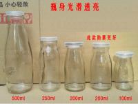 China Food Grade Glass Milk Juice Bottles 100ml 200ml 250ml 500ml with PE Cap for sale