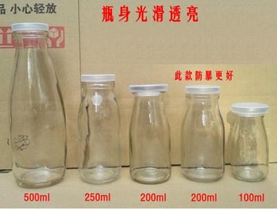 China Food Grade Glass Milk Juice Bottles 100ml 200ml 250ml 500ml with PE Cap for sale