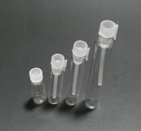 China Wholesale 0.5ml 3ml Glass Perfume Sample Vials Clear Drawn Tube Bottles with Color Plastic Plugs for sale