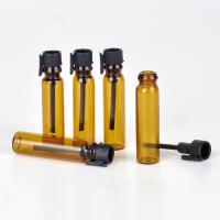 China 1ml Amber Glass Bottles for Essential Oil Packing Dark Brown Perfume Vials Sample Bottles for sale