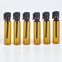 China 1ml Amber Glass Bottles for Essential Oil Packing Dark Brown Perfume Vials Sample Bottles for sale