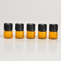 China 1ml Amber Glass Sample Vial Cosmetic Test Bottle with Plastic Inner Plug 16x25mm for sale