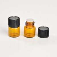 China 1ml Amber Glass Sample Vial Cosmetic Test Bottle with Plastic Inner Plug 16x25mm for sale