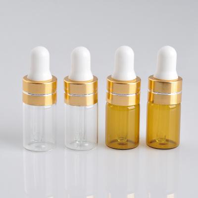 China 3ml Clear Amber Glass Dropper Bottle for Essential Oil Perfume Sample Packing 15x46mm for sale