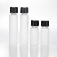 China Frosted Glass Essential Oil Bottle 5ml 10ml Amber Reagent Sample Vial with Black Cap for sale
