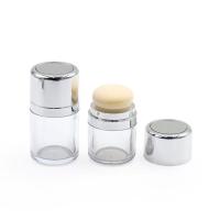 China 5g 10g 15g Empty Plastic Cosmetic Jar with Soft Puff for Loose Powder Blush for sale