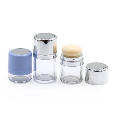 China 5g 10g 15g Empty Plastic Cosmetic Jar with Soft Puff for Loose Powder Blush for sale