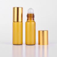 China 5ml Amber Glass Roll On Bottle with Plastic Steel Roller for Perfume Essential Oil Packaging for sale