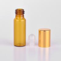 China 5ml Amber Glass Roll On Bottle with Plastic Steel Roller for Perfume Essential Oil Packaging for sale
