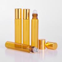 China 10ml Amber Glass Roll On Bottle with Silver or Gold Cap and Metal Roller for Essential Oils for sale