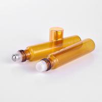 China 10ml Amber Glass Roll On Bottle with Silver or Gold Cap and Metal Roller for Essential Oils for sale