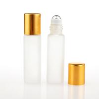 China 5ml Frosted Glass Essential Oil Roll On Bottle with Aluminum Cap for Cosmetic Packaging for sale