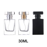 China 30ml 50ml Flat Square Glass Perfume Dispenser Bottle Empty Cosmetic Spray Bottle for sale