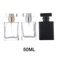 China 30ml 50ml Flat Square Glass Perfume Dispenser Bottle Empty Cosmetic Spray Bottle for sale
