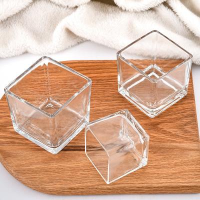 China DIY Square Candle Glass Jar 7x7cm 8x8cm Empty Homemade Aromatherapy Container for Gift Decoration for sale