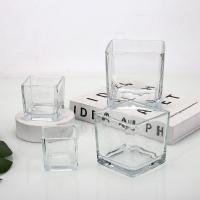China DIY Square Candle Glass Jar 7x7cm 8x8cm Empty Homemade Aromatherapy Container for Gift Decoration for sale