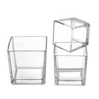 China DIY Square Candle Glass Jar 7x7cm 8x8cm Empty Homemade Aromatherapy Container for Gift Decoration for sale