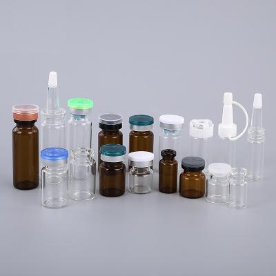 China 2ml-30ml Amber Glass Vial Bottle Freeze Dried Powder Sample Glass Vial for sale