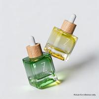 China 30ml Square Essential Oil Glass Bottle Leak Proof Bamboo Dropper Thick Bottom Cosmetic Packaging for sale