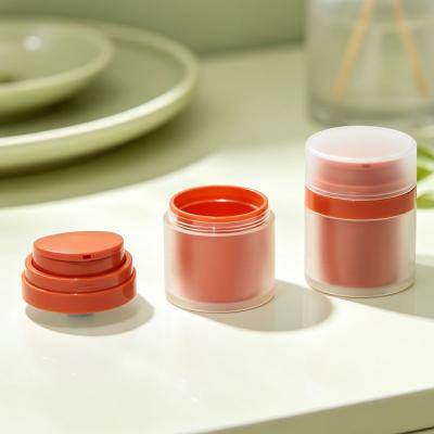China 15g 30g 50g Airless Vacuum Cosmetic Cream Jars Semi-Frosted Plastic Container Jar for Skincare Cream Lotion Packaging  Twist-Lock Airless Cream Jar Frosted Translucent Jar for Face Moisturizer for sale