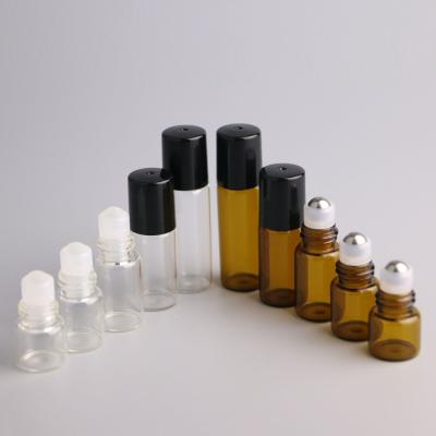 China 1ml 2ml 3ml 4ml 5ml Glass Roll On Bottles, Amber Clear Essential Oil Roller Bottles for Perfume for sale