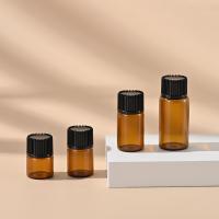 China Wholesale 1ml 1.5ml 2ml 3ml 5ml Amber & Clear Glass Sample Vials, Mini Essential Oil Trial Bottles with Colorful Ribbed Plastic Caps for sale