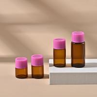 China Wholesale 1ml 1.5ml 2ml 3ml 5ml Amber & Clear Glass Sample Vials, Mini Essential Oil Trial Bottles with Colorful Ribbed Plastic Caps for sale