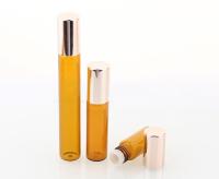 China 3ml 5ml 10ml Amber Glass Roll-On Bottles with Aluminum Cap for Essential Oils for sale