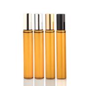 China 3ml 5ml 10ml Amber Glass Roll-On Bottles with Aluminum Cap for Essential Oils for sale