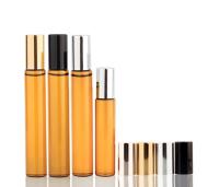 China 3ml 5ml 10ml Amber Glass Roll-On Bottles with Aluminum Cap for Essential Oils for sale