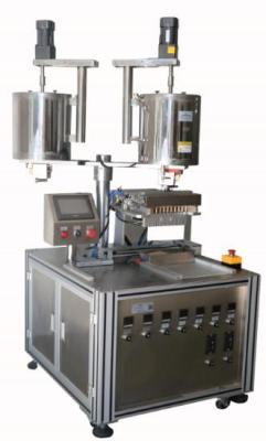 China Silver Automatic Lip Gloss Filling Machine 12 Holes Double Barrel 1-15ml Capacity 320kg Weight for sale
