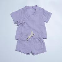 China 100% Cotton Newborn Baby Muslin/Gauze Cotton Knotted Gown Short Set for sale