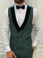 China Infinite Green Slim Fit Velvet Mens Peak Lapel Tuxedo for sale