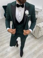 China Infinite Green Slim Fit Velvet Mens Peak Lapel Tuxedo for sale