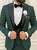 China Infinite Green Slim Fit Velvet Mens Peak Lapel Tuxedo for sale
