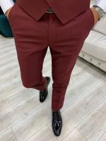 China Lazio Burgundy Mens Tuxedo Suit Slim Fit Velvet Shawl Lapel Tuxedo for sale