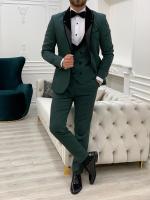 China Bergamo Green Mens Peak Lapel Tuxedo for sale