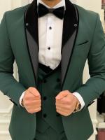China Bergamo Green Mens Peak Lapel Tuxedo for sale