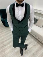 China Bergamo Green Mens Peak Lapel Tuxedo for sale